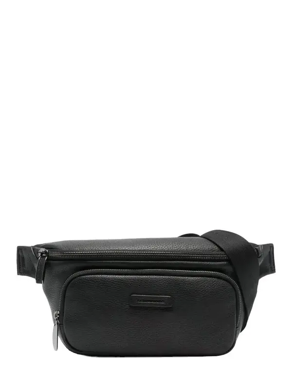 PIQUADRO Logo-plaque Leather Belt Bag - Black