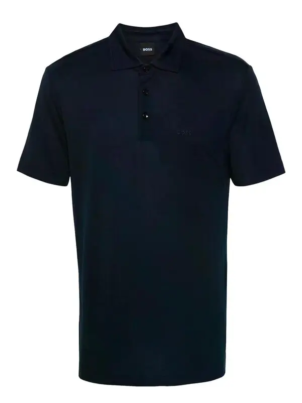 BOSS Logo-embroidered Polo Shirt - Blue