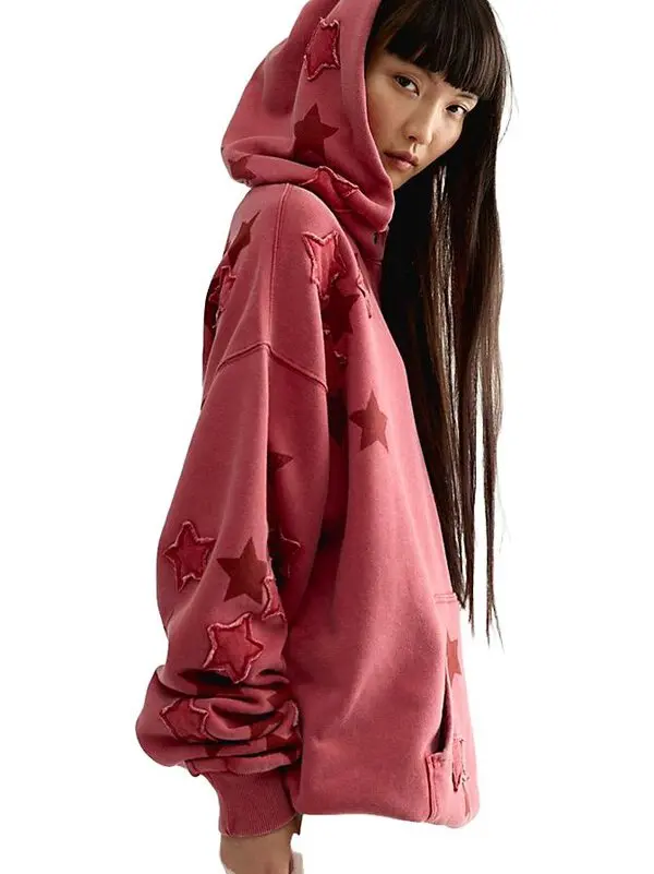Free People Cosmic Comfort Oversized Hoodie - Red Combo
