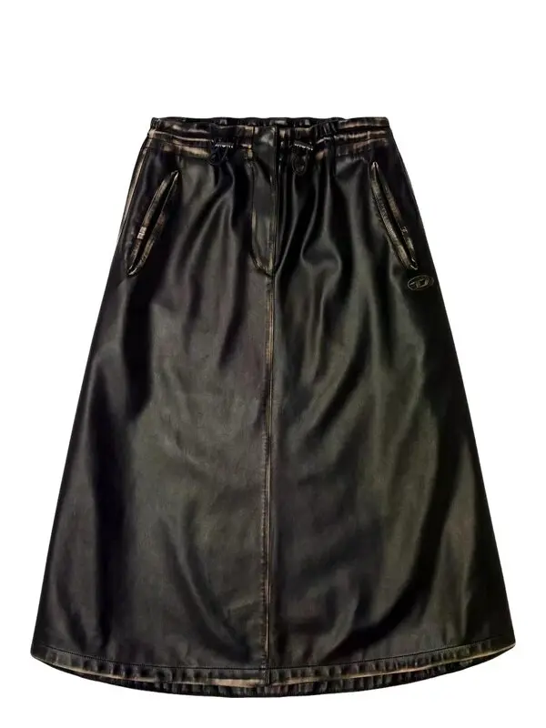 DIESEL® O-blivion Elasticated-waistband Midi Skirt - Black