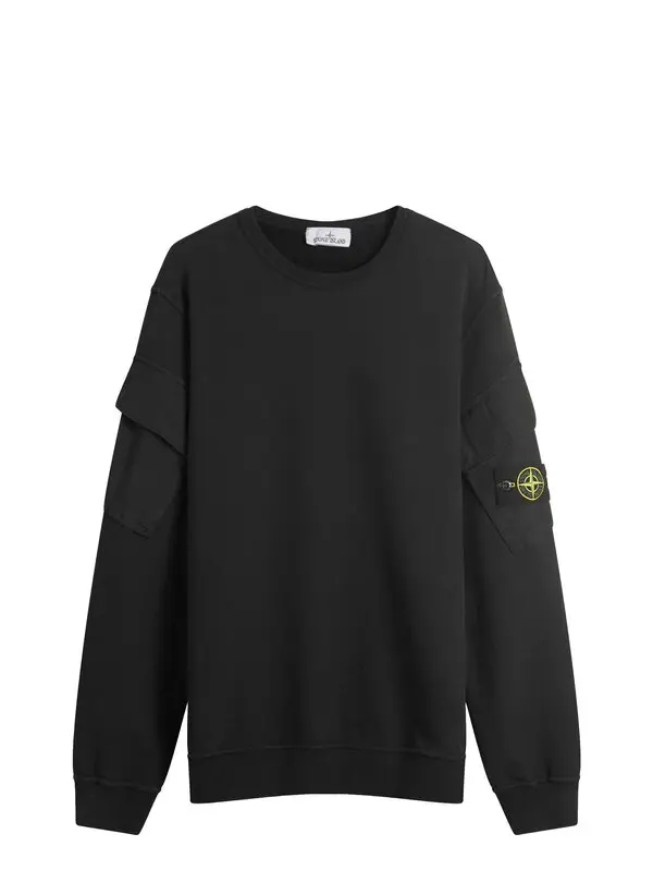 Stone Island Brushed Fleece Cargo Pocket Sweatshirt - Black