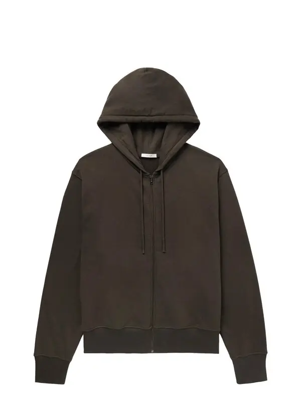 THE ROW Roki Cotton And Cashmere-blend Jersey Zip-up Hoodie - Brown