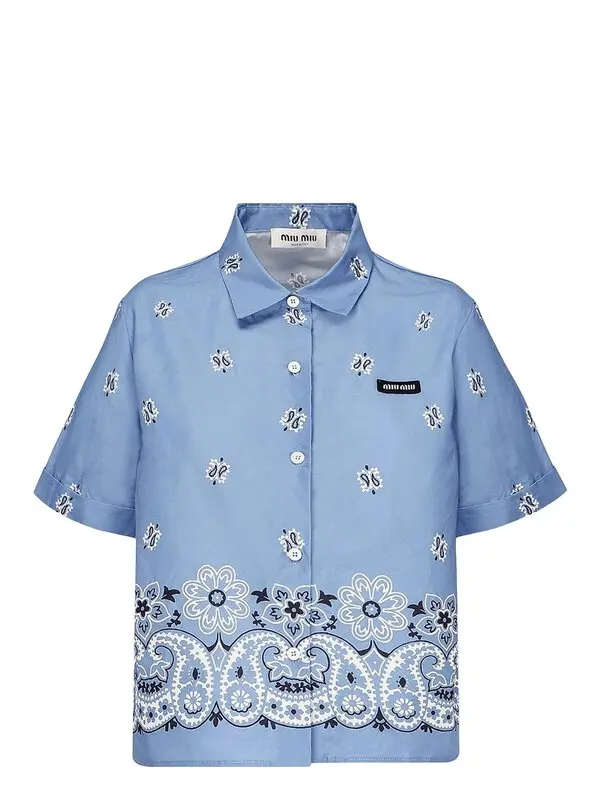 Miu Miu Bandana Cotton And Linen Shirt - Blue