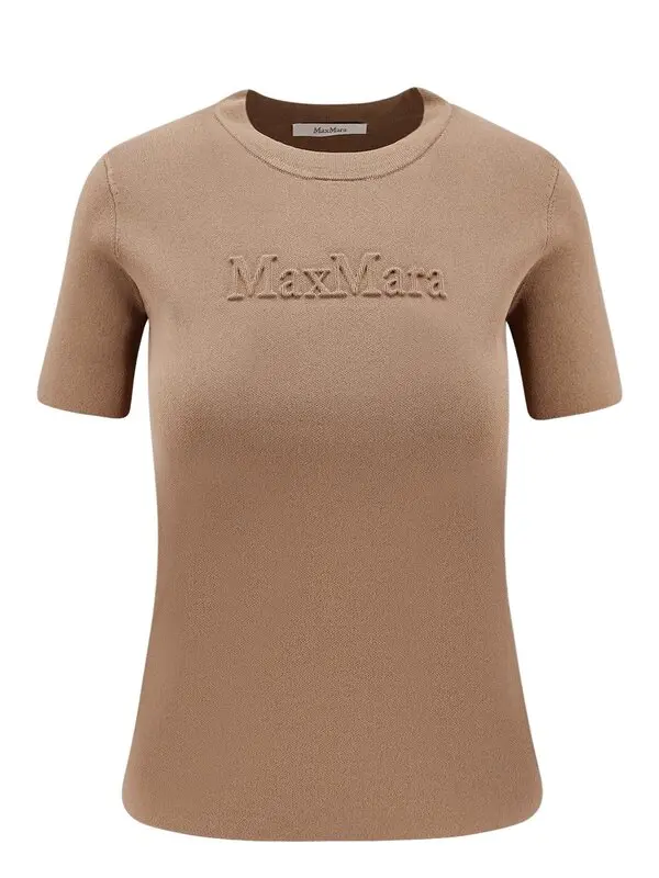 Max Mara Adelio Viscose Blend T-shirt - Beige