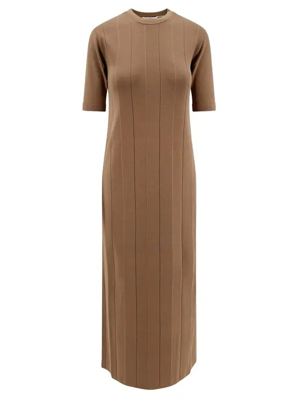 Max Mara Orafo Viscose Blend Midi Dress - Beige
