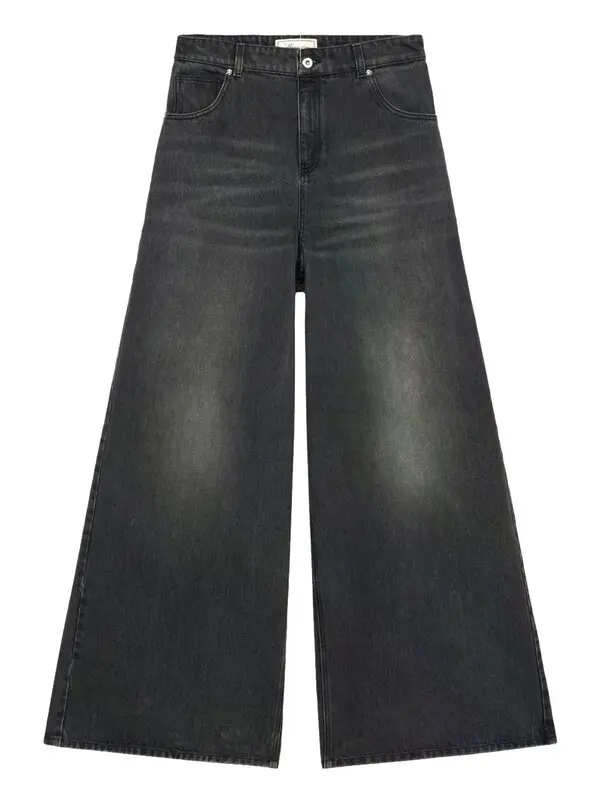 Blumarine Wide-leg Jeans With Whiskering Effect - Grey