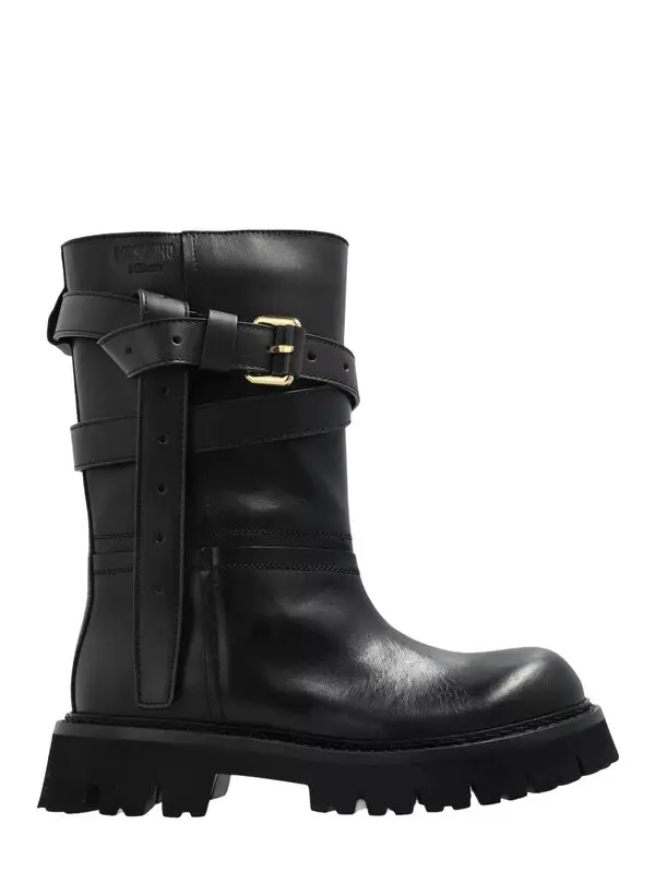 Moschino Buckle-strap Boots - Black