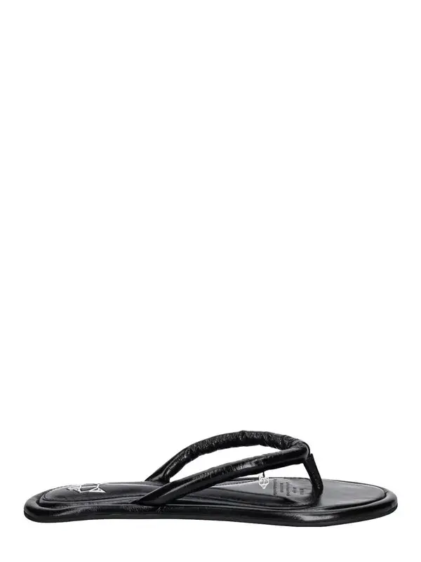 NAKED WOLFE Grenada Leather Twisted Thong Sandals - Black