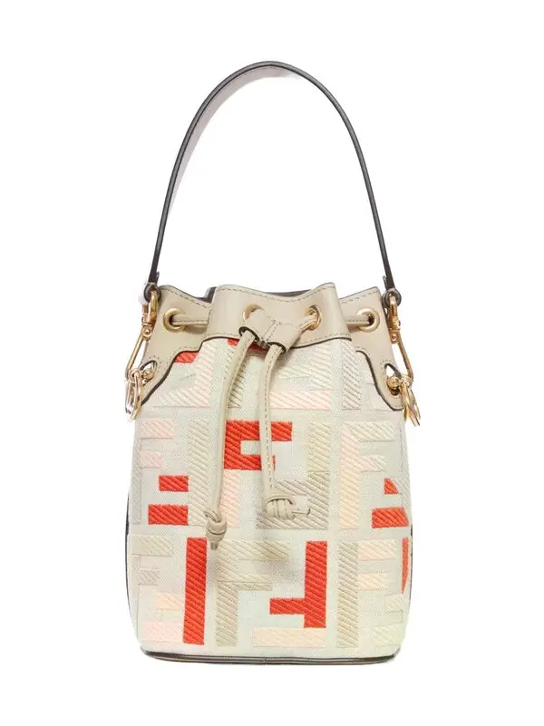 Fendi Mini Mon Tresor Ff-jacquard Bucket Bag - Neutrals