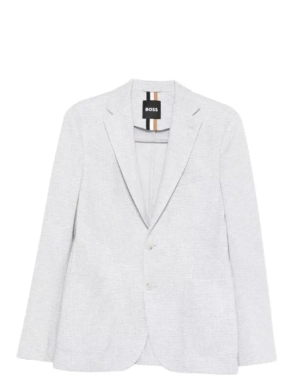 BOSS Checked Cotton-blend Jacket - Grey