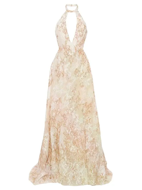 SAIID KOBEISY Embroidered Maxi Dress - Gold