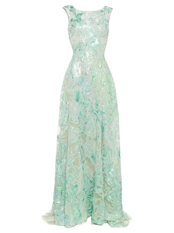 SAIID KOBEISY Embroidered Long Dress - Green