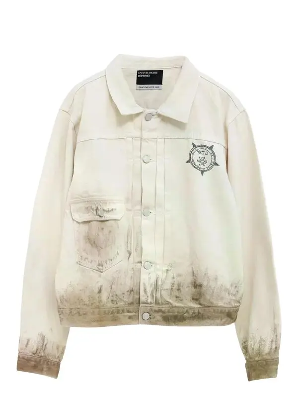 Enfants Riches Déprimés Type Viii Graphic-print Distressed Denim Jacket - Neutrals