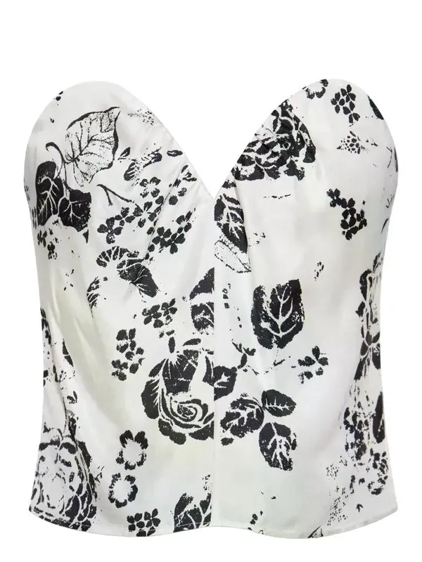 Max Mara Floral-print Bustier Top - White