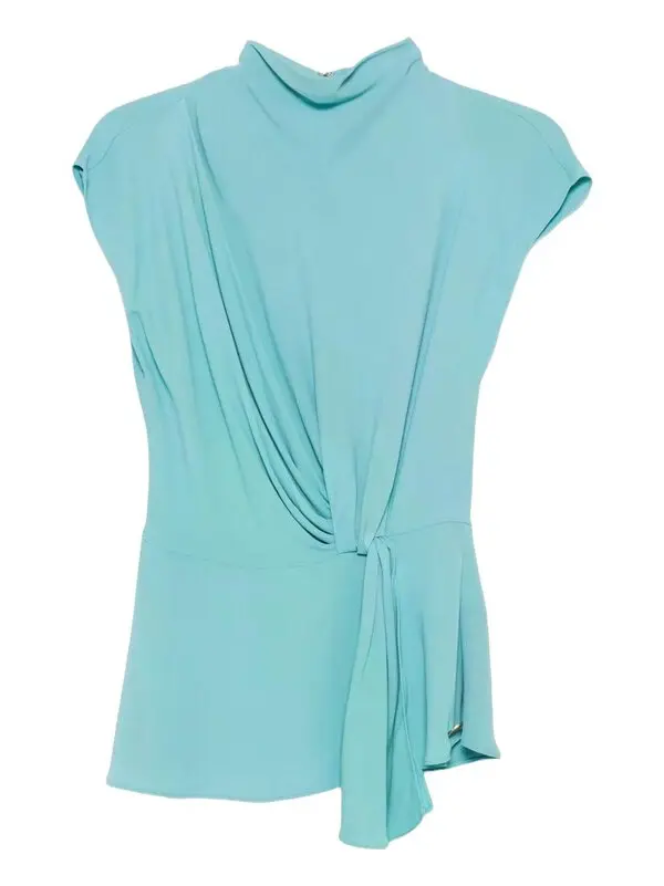Karl Lagerfeld Asymmetric Draped Top - Blue