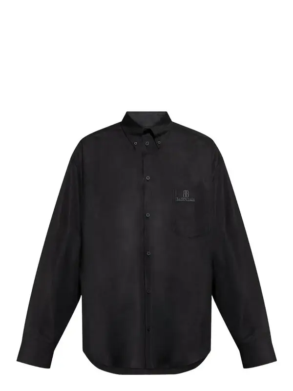 Balenciaga Logo-embroidered Shirt - Black