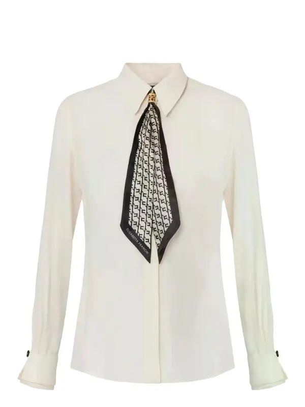 Elisabetta Franchi Foulard Scarf Neck Shirt - Neutrals