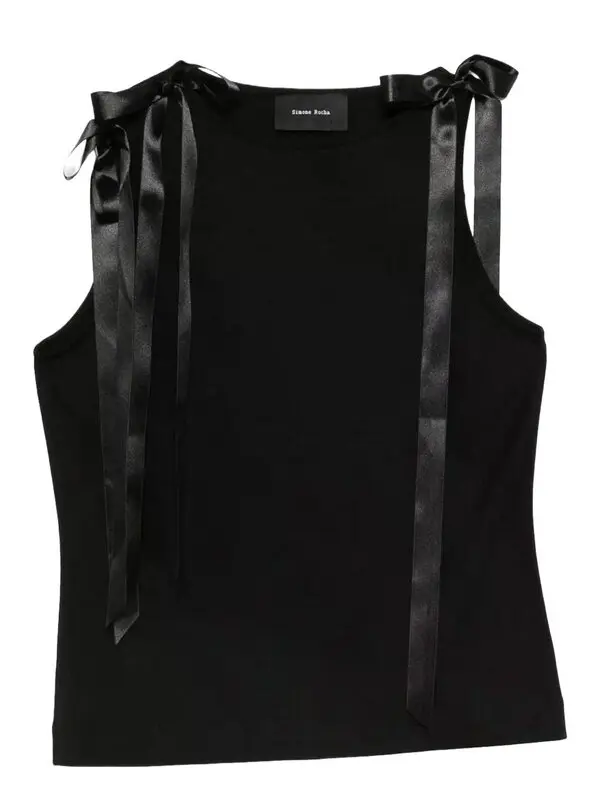 Simone Rocha Bow Ribbon Tank Top - Black