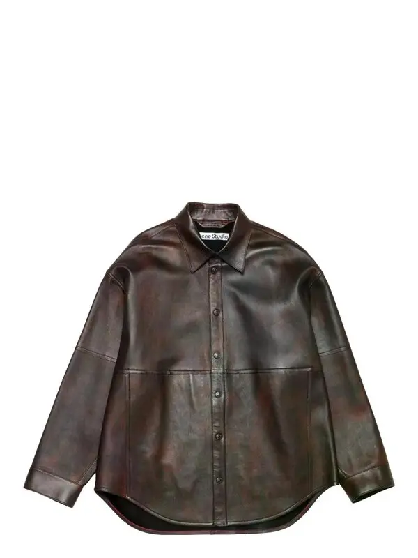 Acne Studios Leather Shirt Jacket - Bbi-red/black