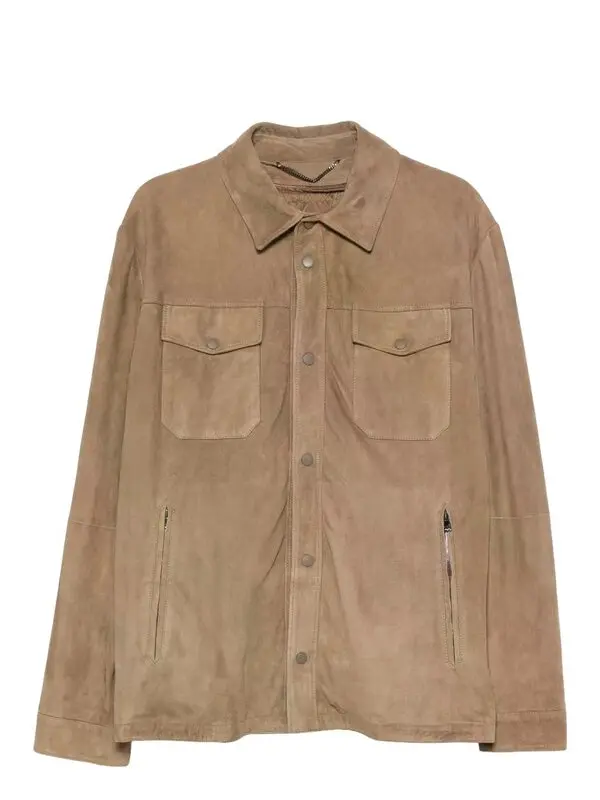 Canali Suede Buttoned Jacket - Neutrals
