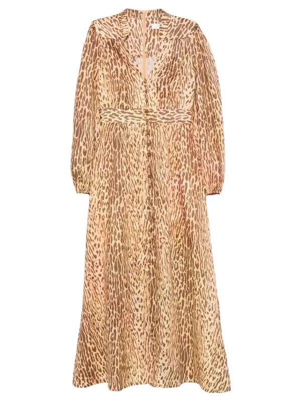Zimmermann Leopard-print Button-front Midi Dress - Neutrals