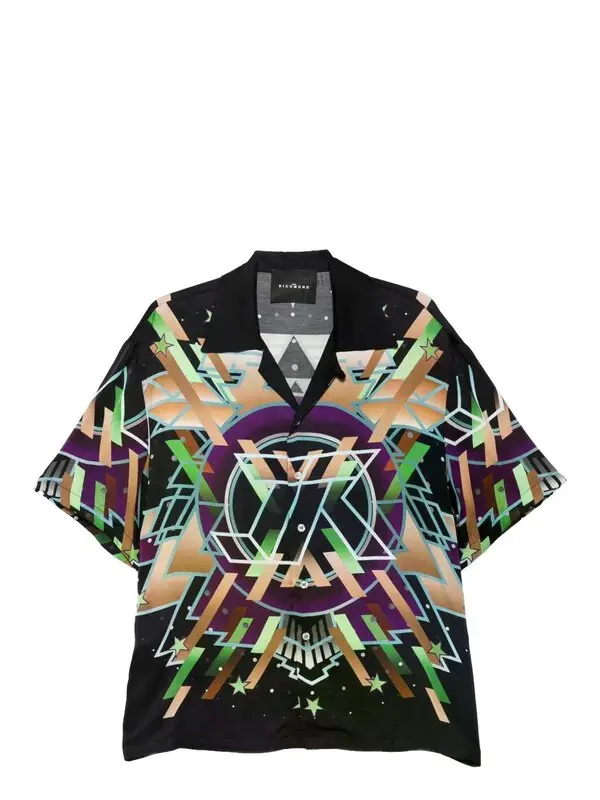 John Richmond Geometric-print Shirt - Black