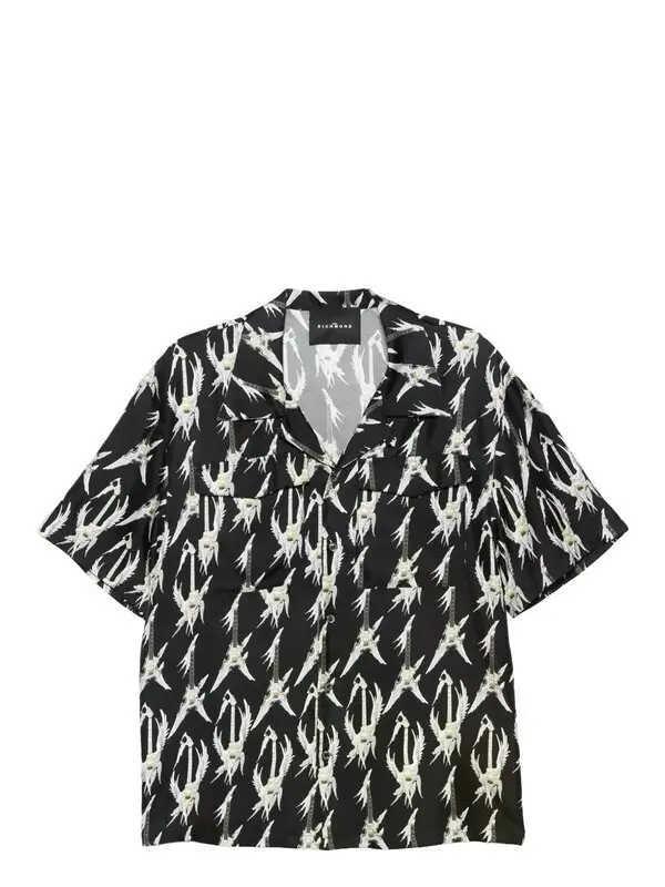 John Richmond Guitar-print Short-sleeves Shirt - Black