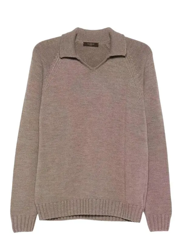 ZANONE Polo-neck Wool Sweater - Brown