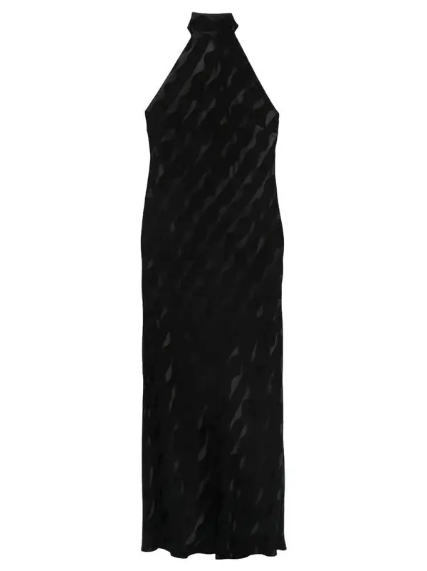Rixo Maura Halterneck Jacquard Dress - Black
