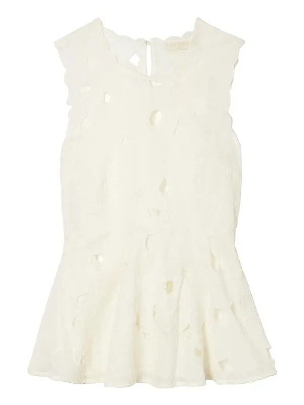 Ulla Johnson Ali Cutout Embroidered Cotton-voile Top - Off-white