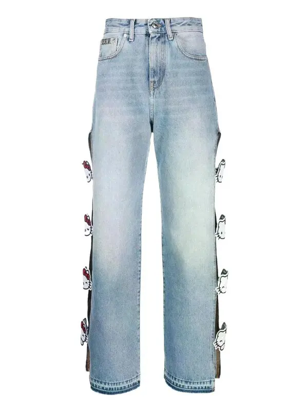 Gcds Hello Kitty Cut-out Straight Leg Jeans - Blue