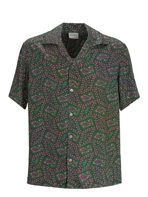 Drole De Monsieur Paisley-print Short-sleeve Shirt - Green