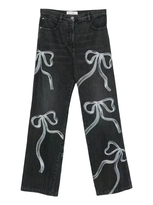 Mach & Mach Bow-print Jeans - Black