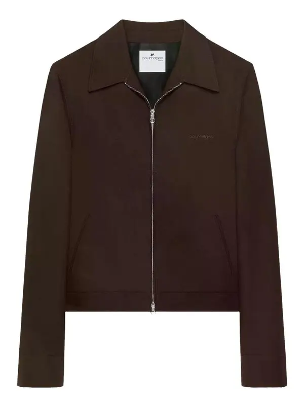 COURREGES Collared Zip-up Jacket - Brown