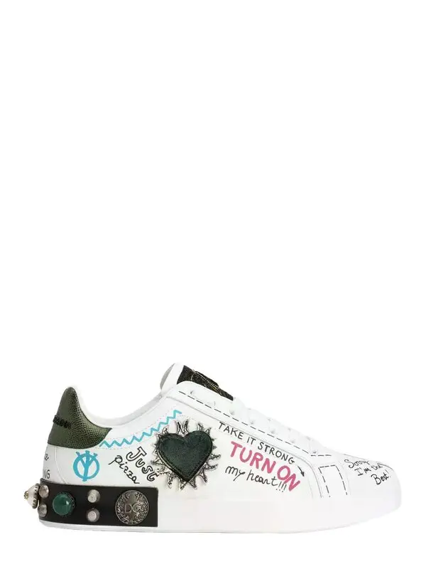 Dolce & Gabbana Portofino Graffiti Sneakers - White