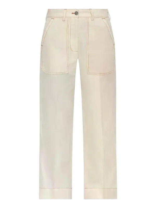 Etro Pocket-detail Trousers With Cuffed Hem - White