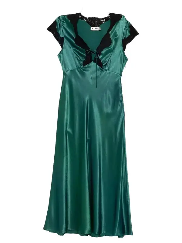 Rixo Amari Lace-trimmed Satin Dress - Green