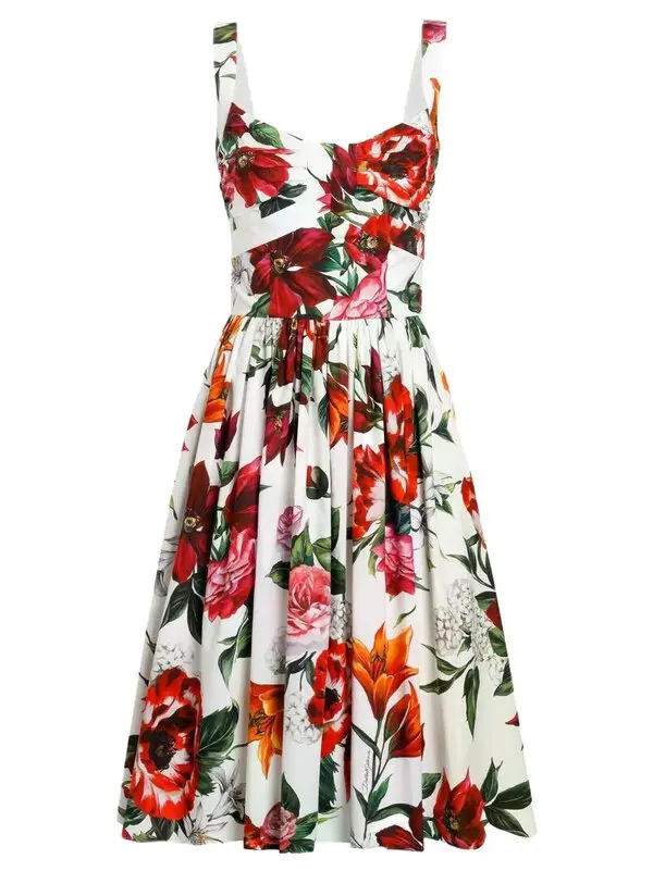 Dolce & Gabbana Floral-print Midi Dress - White