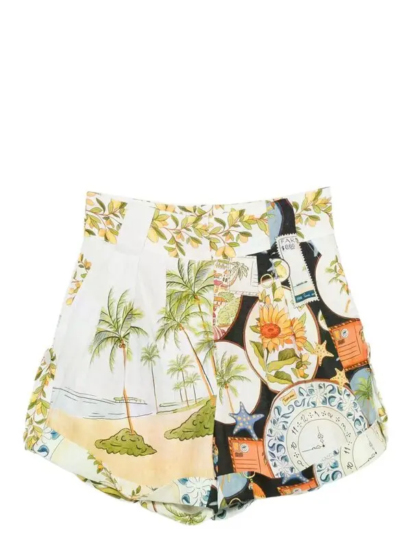 Farm Rio Latin Trip Scarves Shorts - White
