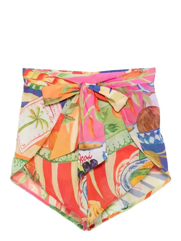 Farm Rio Summer Picnic Shorts - Red