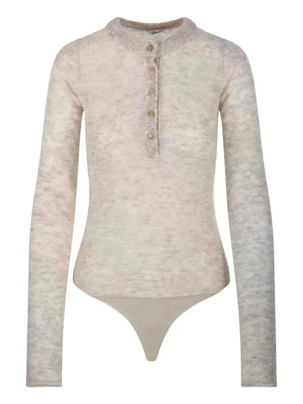 HAIKURE Button-front Long-sleeve Bodysuit - Neutrals