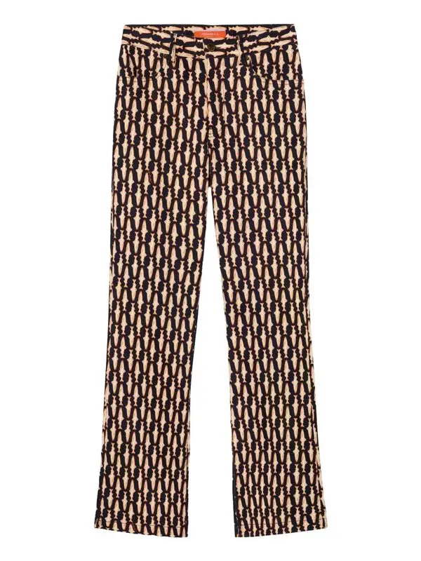 La DoubleJ Geometric-print Flare Jeans - Blue