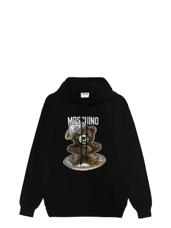 Moschino Teddy Bear-intarsia Hoodie - Black