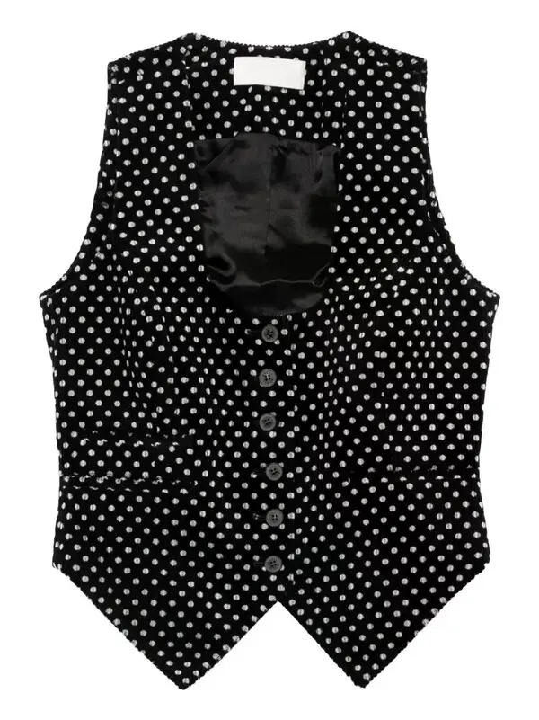 RACIL Nadia Polka-dot Waistcoat - Black