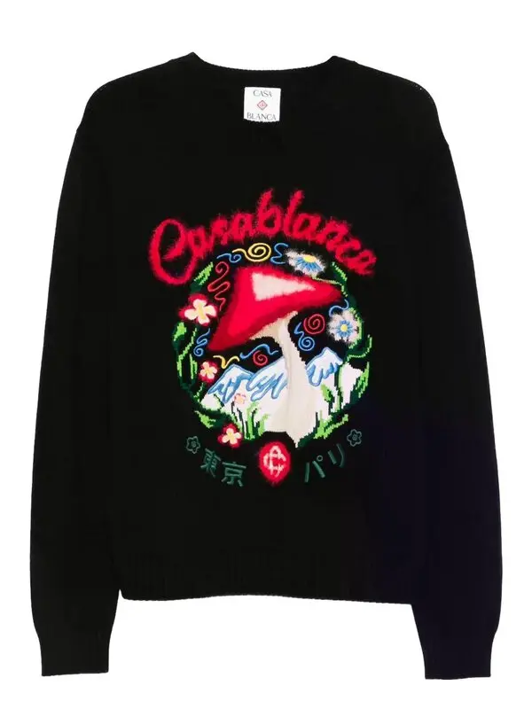 Casablanca Mushroom-emblem Sweater - Black