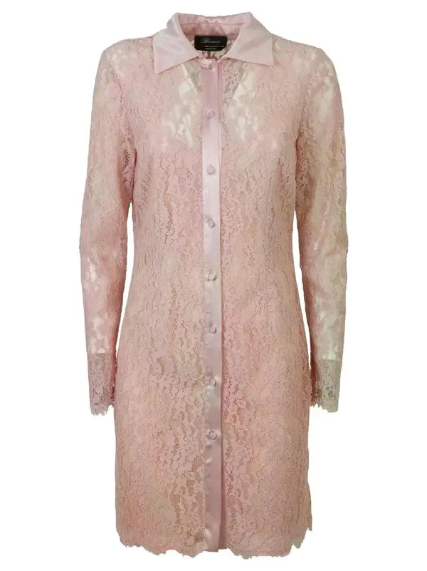 Blumarine Lace Point-collar Dress - Pink