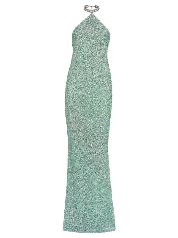 TALLER MARMO Poseidon Halterneck Gown - Green