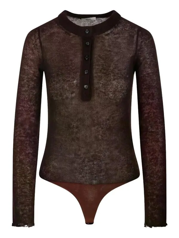 HAIKURE Button-front Long-sleeve Bodysuit - Brown