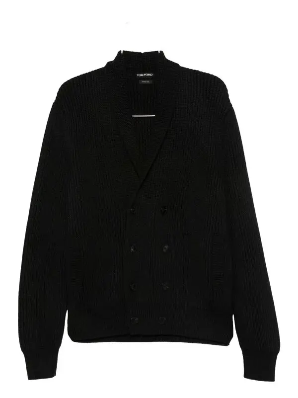 TOM FORD Ribbed-knit Double-breasted Cardigan - Black
