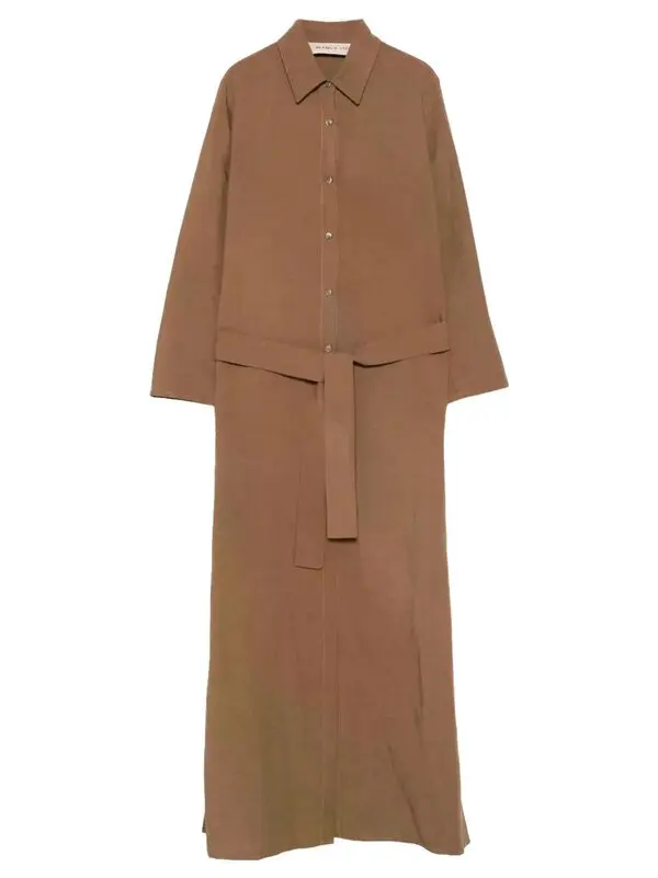 BLANCA VITA Belted Shirt Dress - Brown